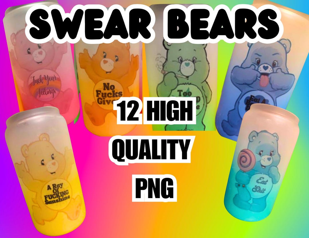 SWEAR Bears Care Bears Tumbler Wrap Png. 12 Images. Instant Download ...