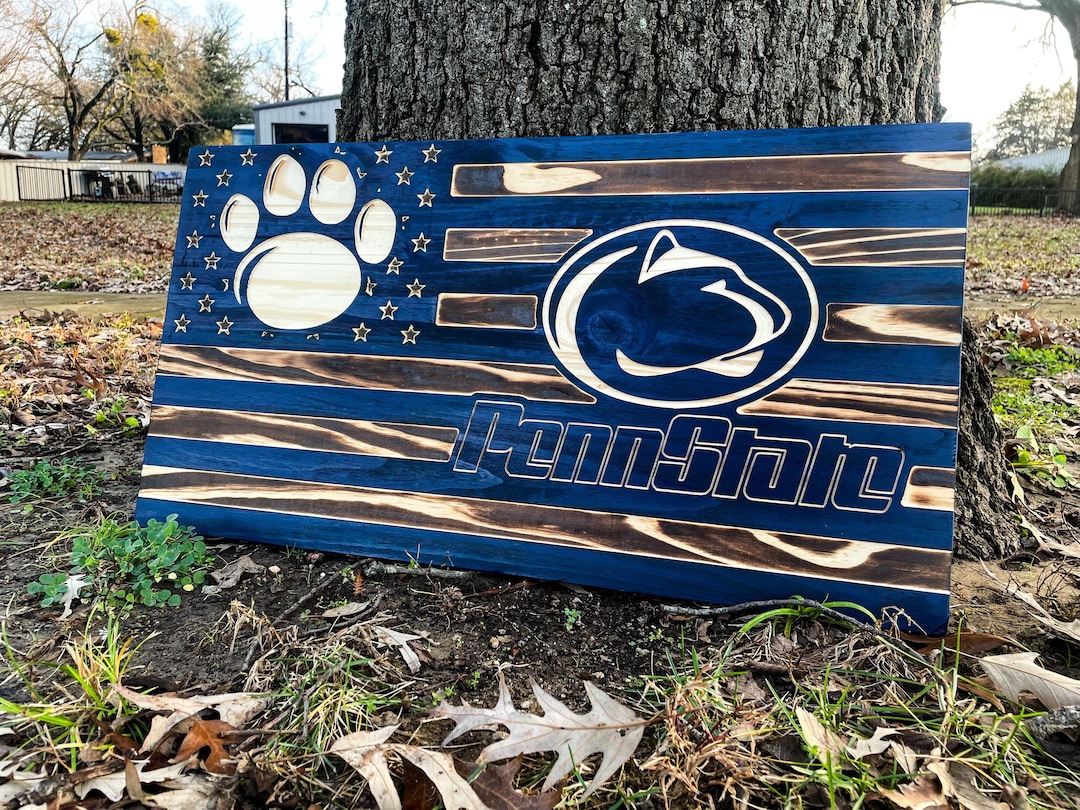 Penn State Wooden Flag, Handcrafted Sports Flag, Nittany Lions Wood ...