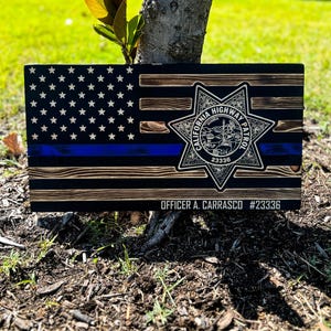 Custom Police Flag, Police Personalized Carved Wooden Logo American ...