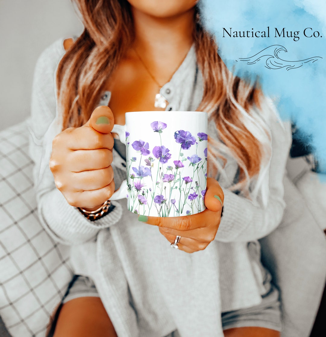 Birth Flower Mug, February Birth Flower Mug, February Violet Birth ...