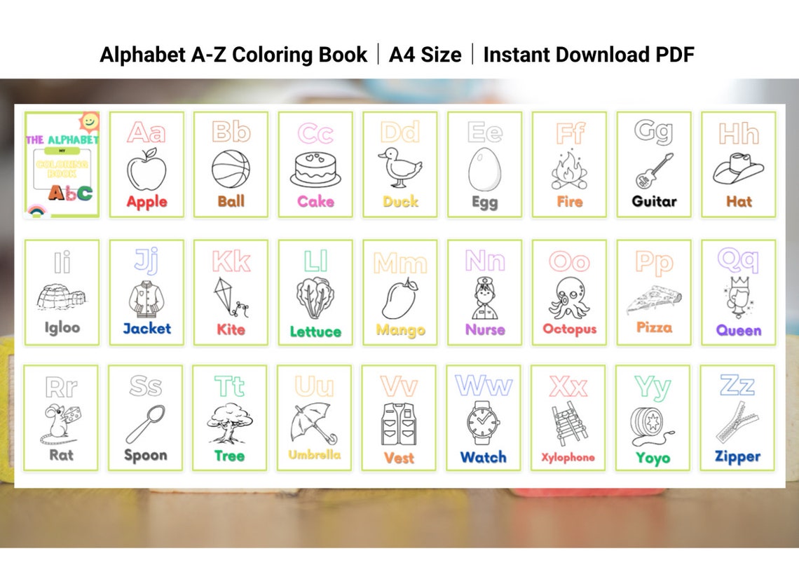Printable Alphabet Coloring Pages A-Z Digital Download PDF Printable ...