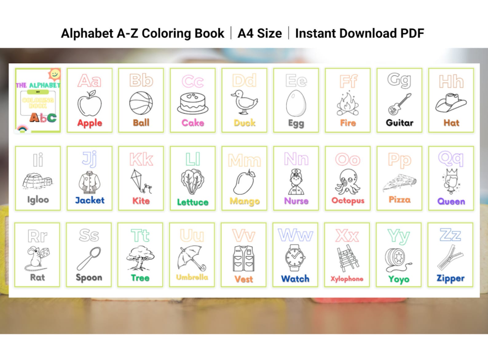 Printable Alphabet Coloring Pages A-Z Digital Download PDF Printable ...