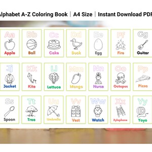 Printable Alphabet Coloring Pages A-Z Digital Download PDF Printable ...