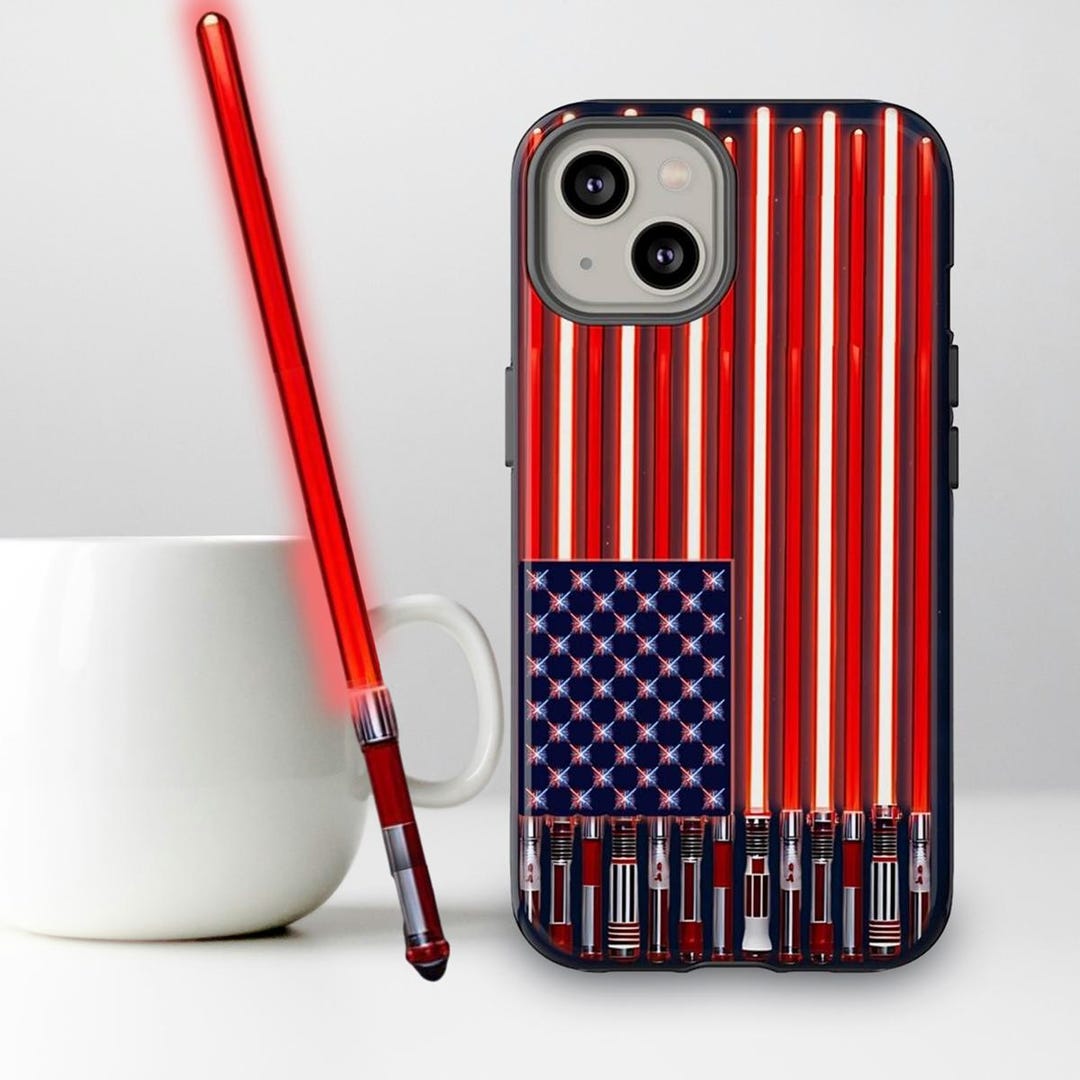 American Flag Laser Sword Phone Case: Patriotic Sci-fi Gift - Etsy