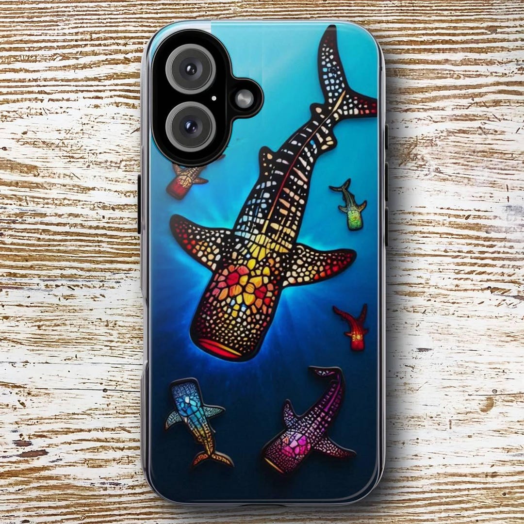Colorful Shark Phone Case, Whale Shark Lover Gift, Blue iPhone 16 ...