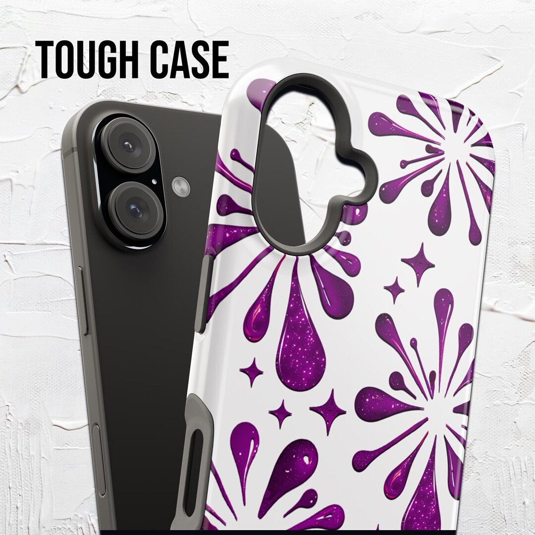 Groovy Purple Glitter Phone Case: Retro Squirt-burst Art, Magsafe Tough ...