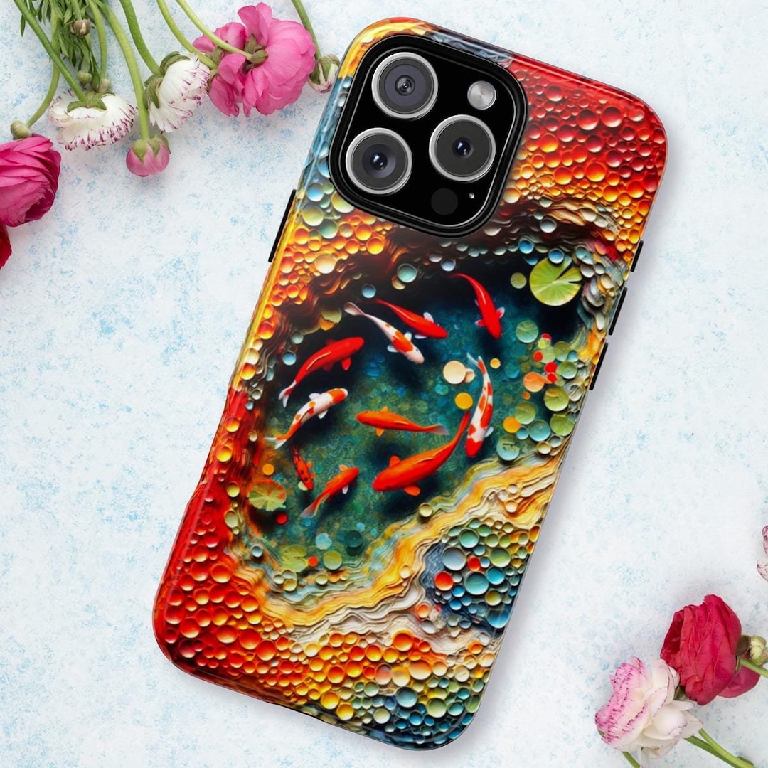 Koi Fish Phone Case: Faux 3D Japanese Art, Lucky Good Fortune - Etsy