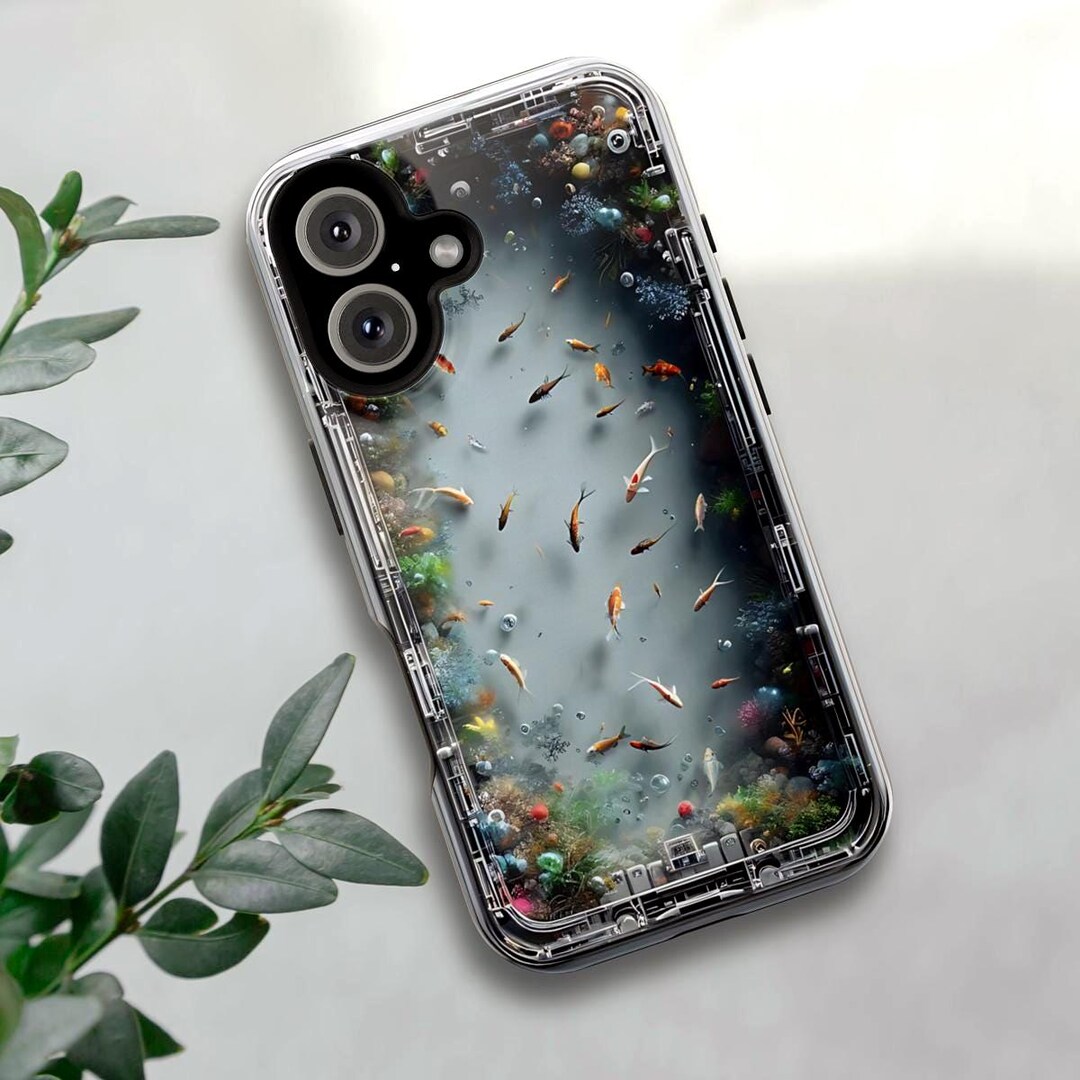Tiny Aquarium Magsafe Tough Phone Case, Faux 3D Fish Design - Etsy