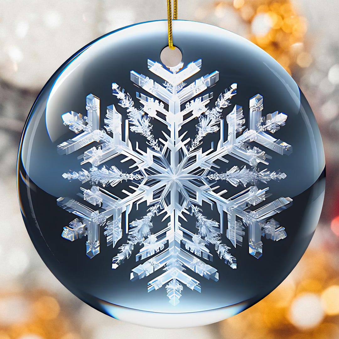 Snowflake B Ornament, 1 of 12 Unique Snowflakes on Ceramic, Snow ...