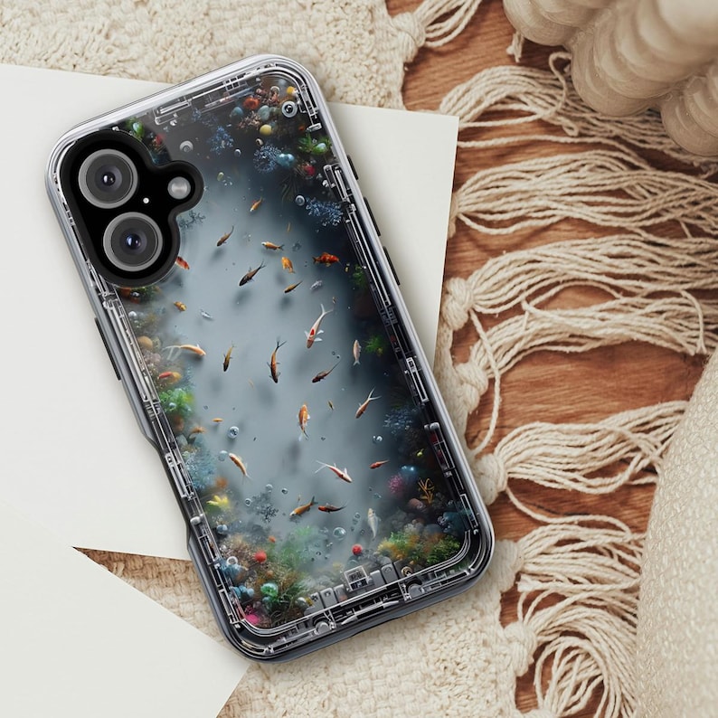 Tiny Aquarium Magsafe Tough Phone Case, Faux 3D Fish Design - Etsy