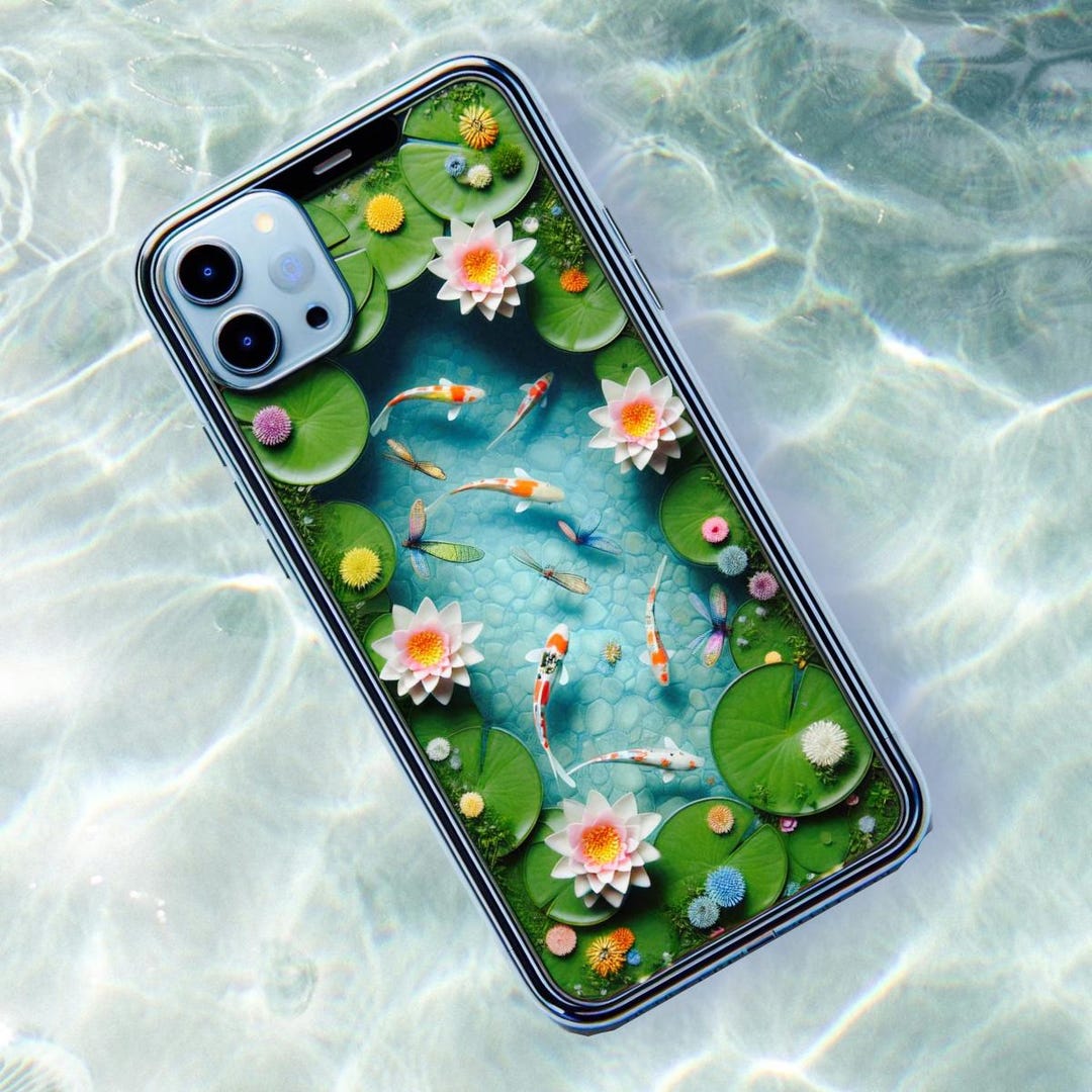 Koi Pond Phone Case, Realistic 3d Illusion Inside Your iPhone 12 11 Pro ...