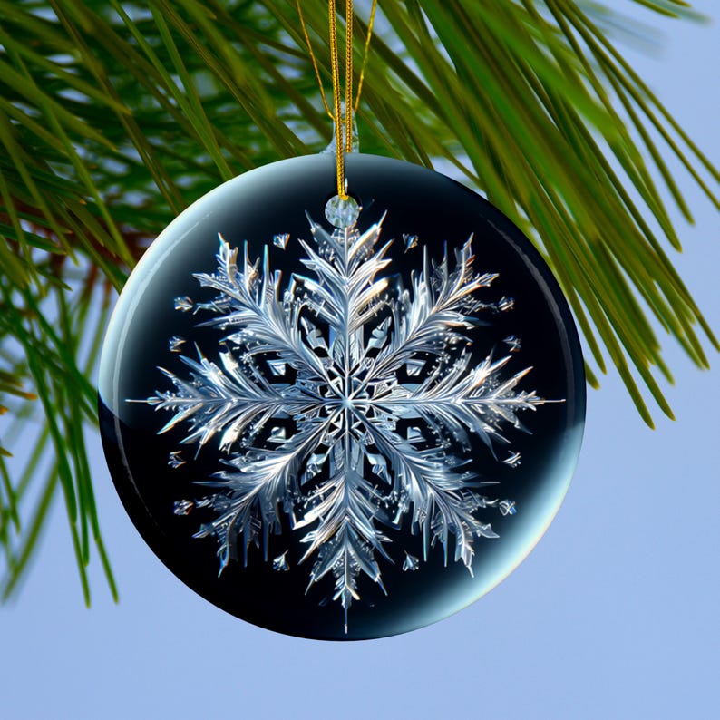 Unique Faux Crystal Snowflake Ceramic Ornament: Winter Christmas Decor ...