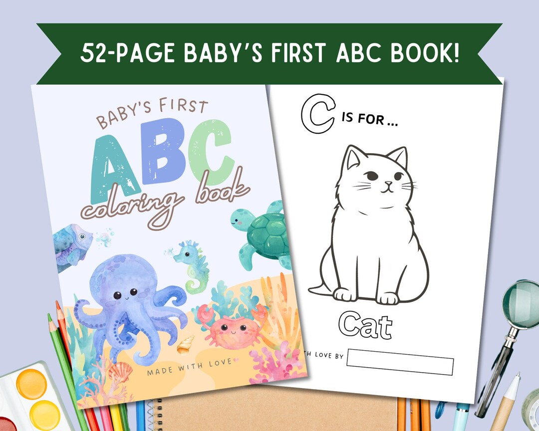 Libro para colorear del abecedario / Juego para baby shower / Alfabeto ...