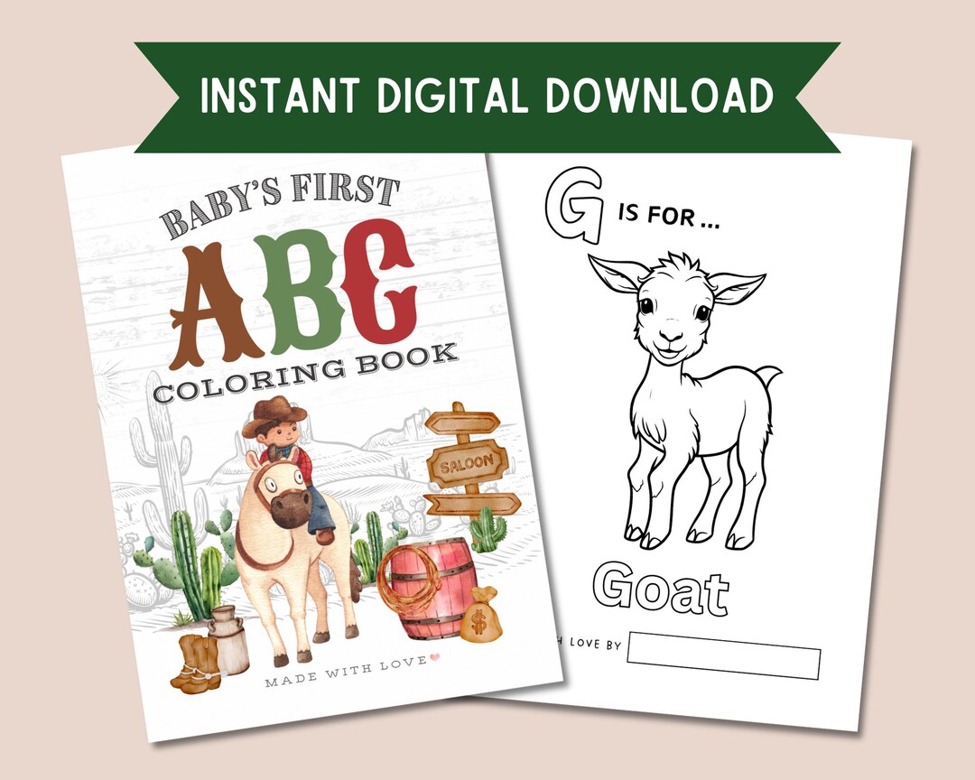 ABC Coloring Book for Kids | Cowboy ABC Coloring Pages | Baby Shower ...