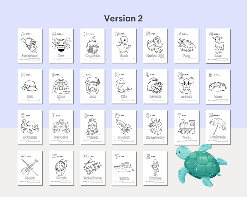 Libro para colorear del abecedario / Juego para baby shower / Alfabeto ...