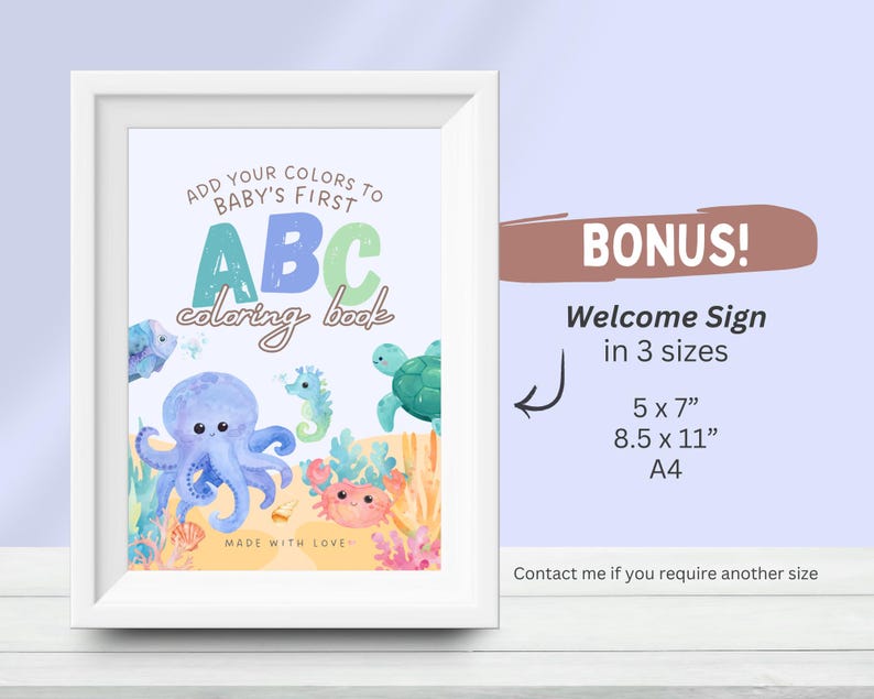 Libro para colorear del abecedario / Juego para baby shower / Alfabeto ...