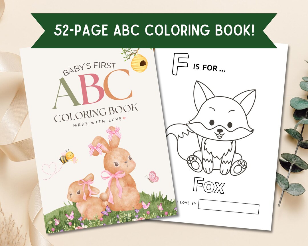 ABC Coloring Book | Baby Shower Game | Cute Rabbits Alphabet | Baby’s ...