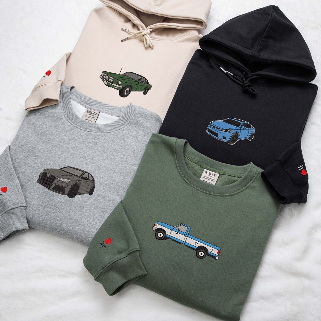 Custom Embroidered Car Hoodie Car Photo Embroidered Sweatshirt Custom ...