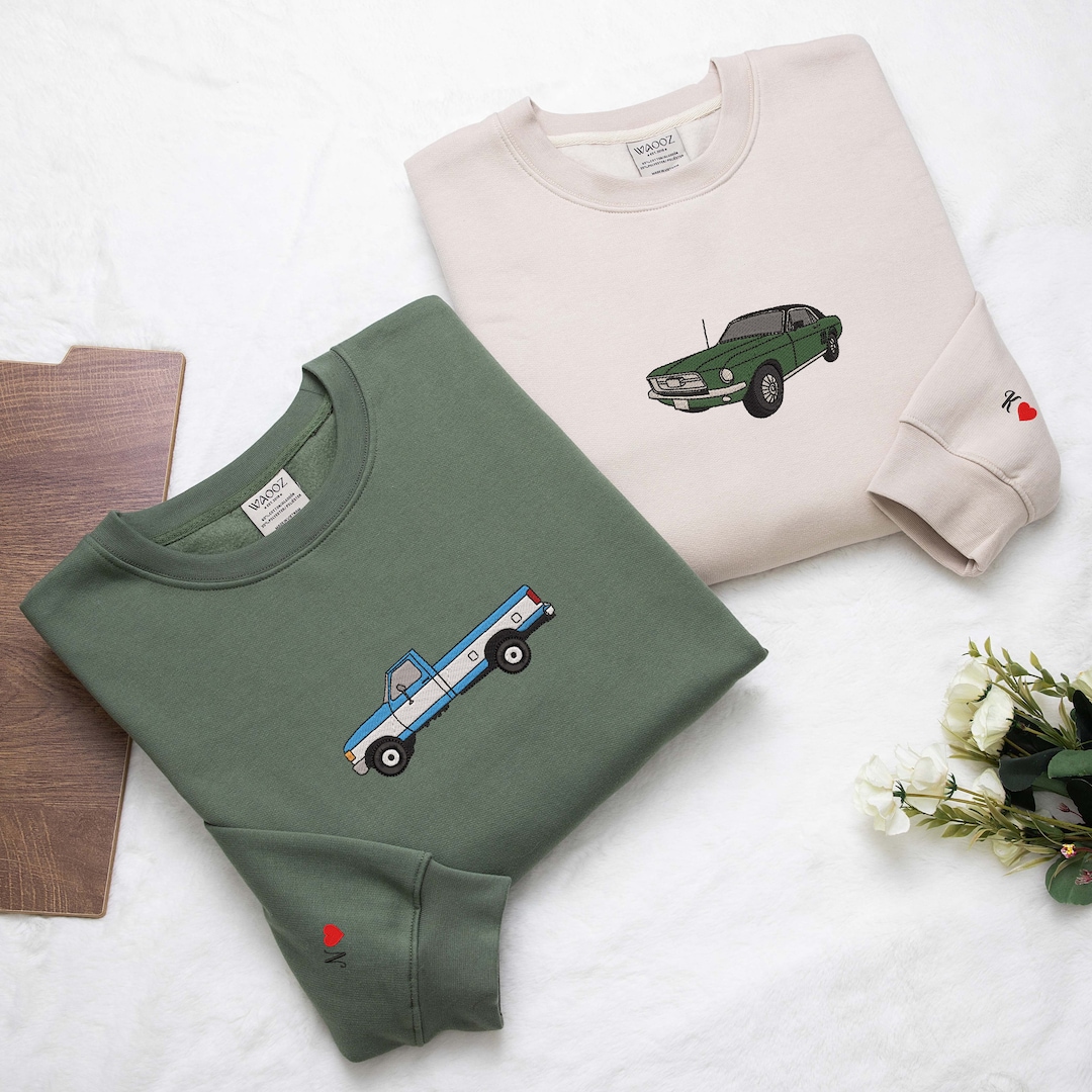 Custom Embroidered Car Hoodie Car Photo Embroidered Sweatshirt Custom ...