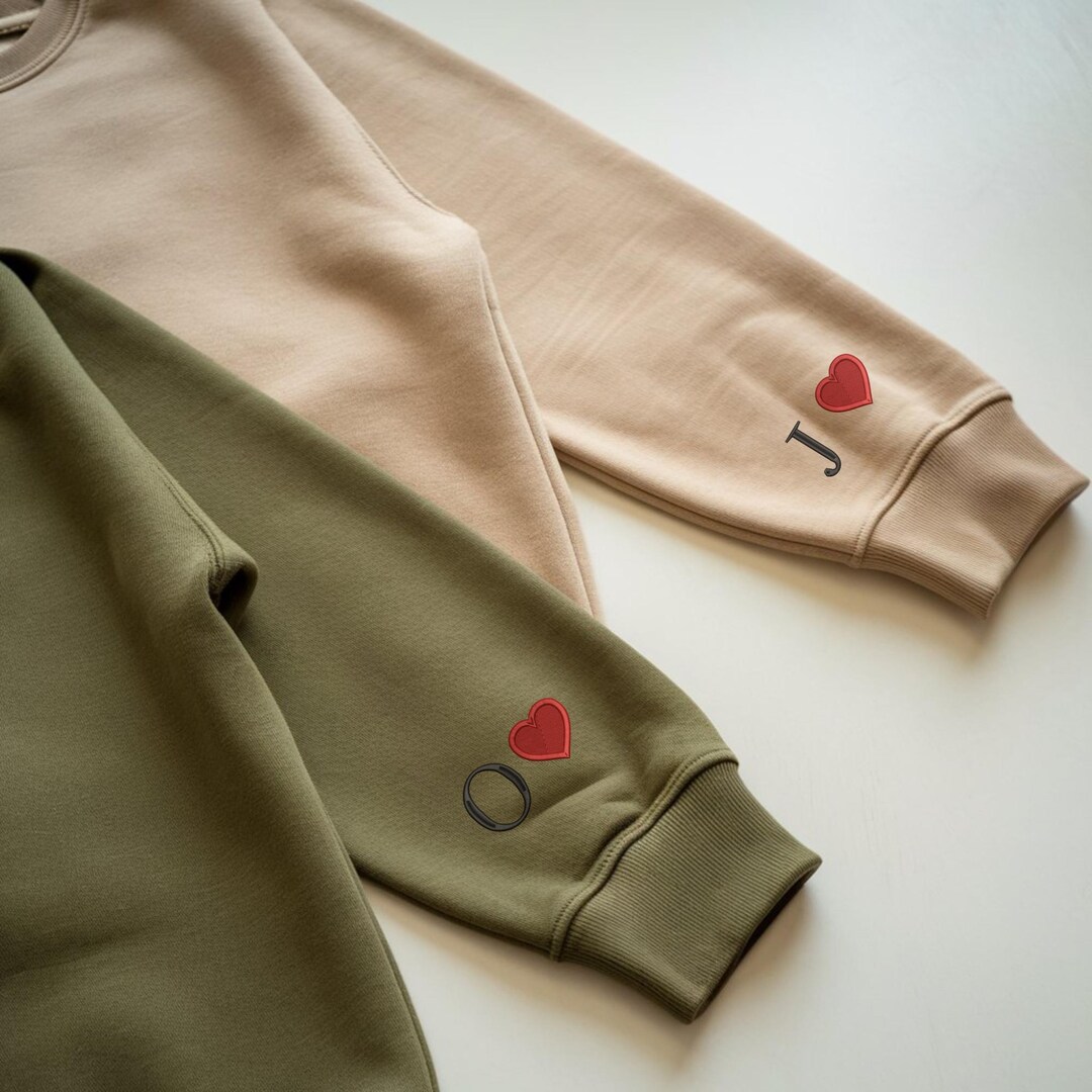 Custom Embroidered Initial Heart Sweatshirt Personalized Couples Gifts ...