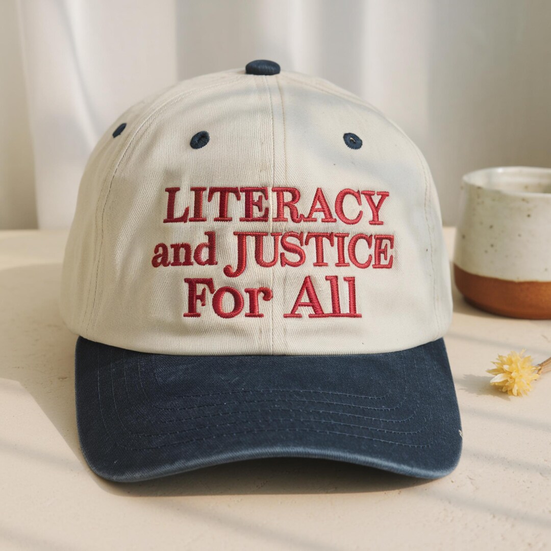Embroidered Literacy and Justice for All Hat, Reading Hat, Book Club ...