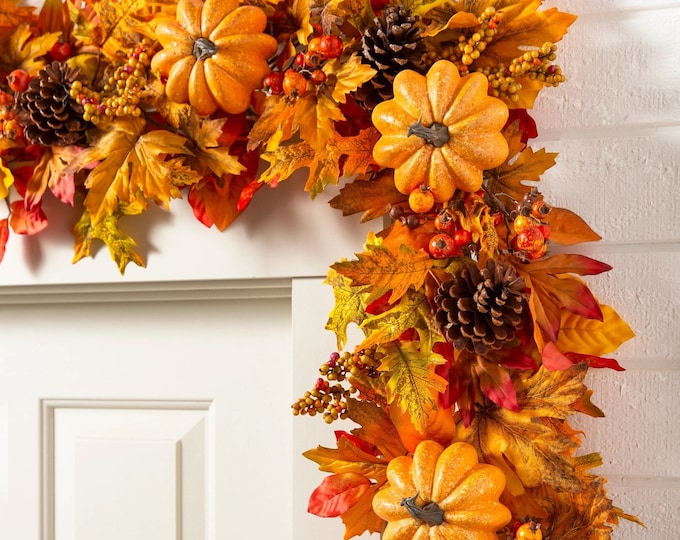 Fall Felt Leaf Garland, Fall Mantel Decor Garland, Autumn Leaf Garland ...