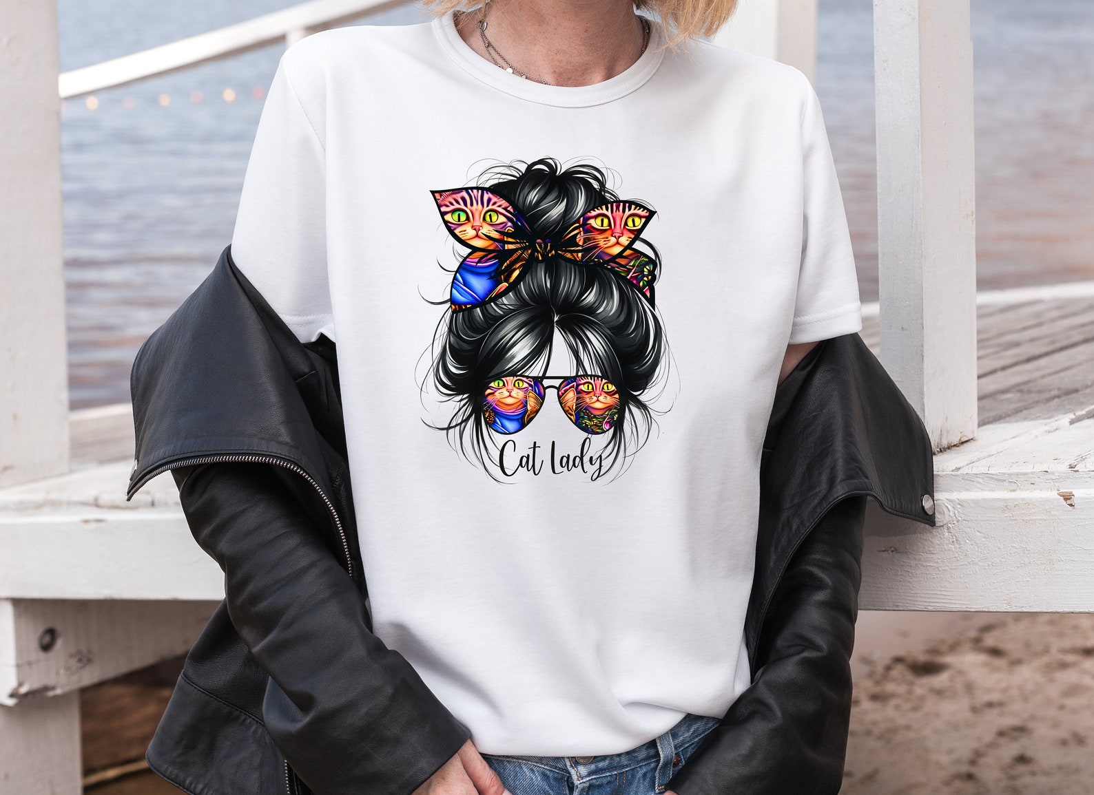 Cat Mom Crazy Cat Lady Life Messy Bun Cat Mom Life PNG Cat Lady ...