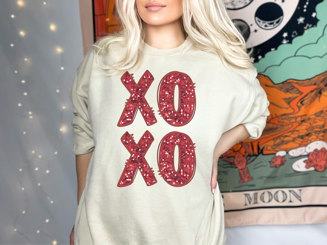 Red XO XO Hugs and Kisses Sparkly Faux Sequins PNG Digital Download Fun ...