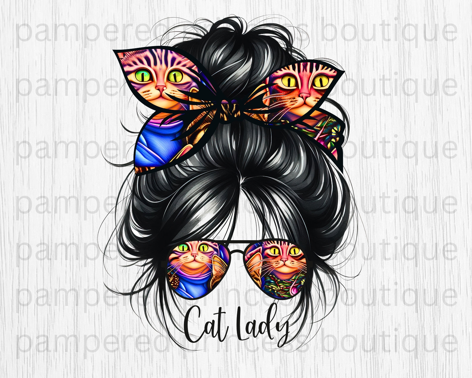 Cat Mom Crazy Cat Lady Life Messy Bun Cat Mom Life PNG Cat Lady ...
