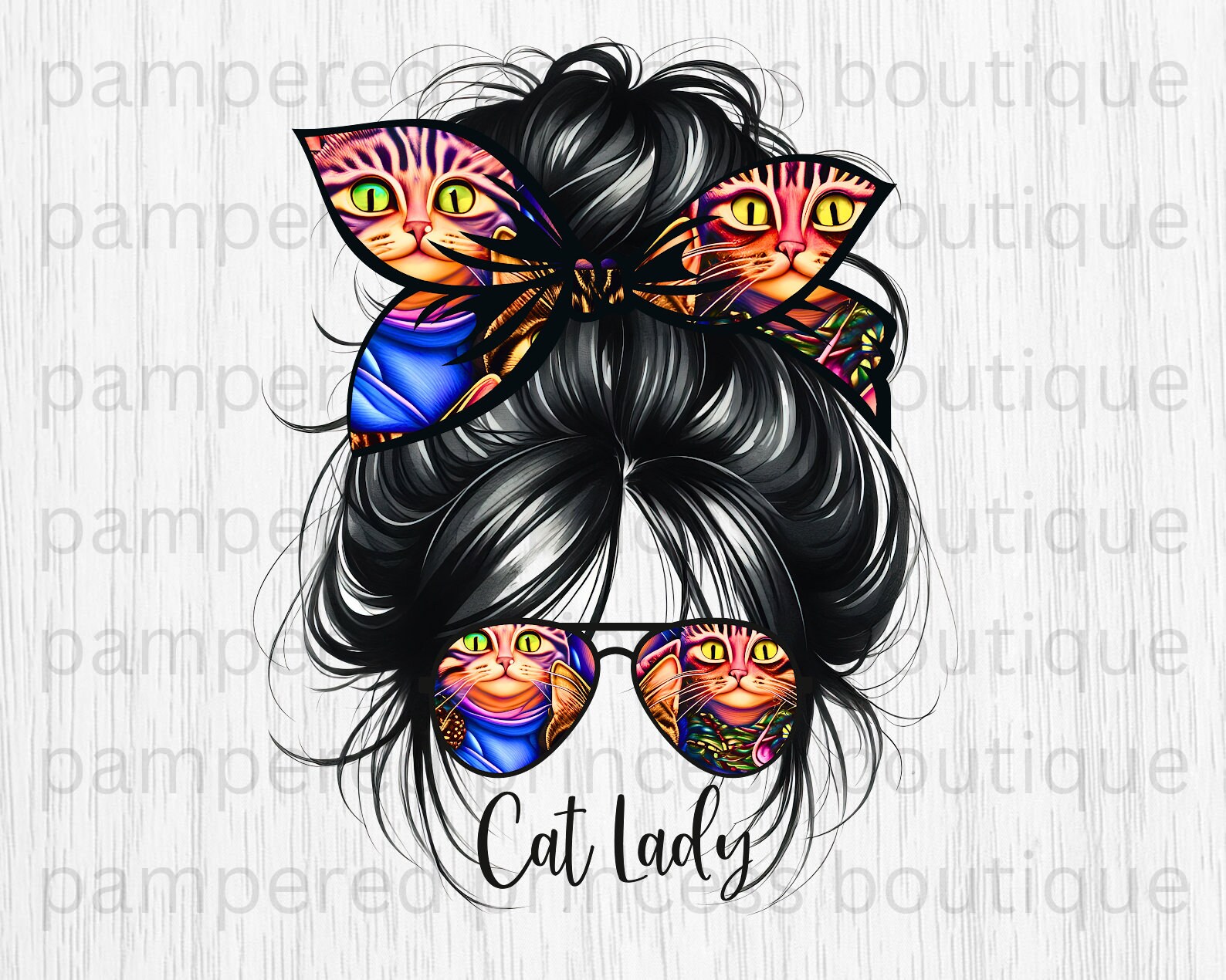 Cat Mom Crazy Cat Lady Life Messy Bun Cat Mom Life PNG Cat Lady ...