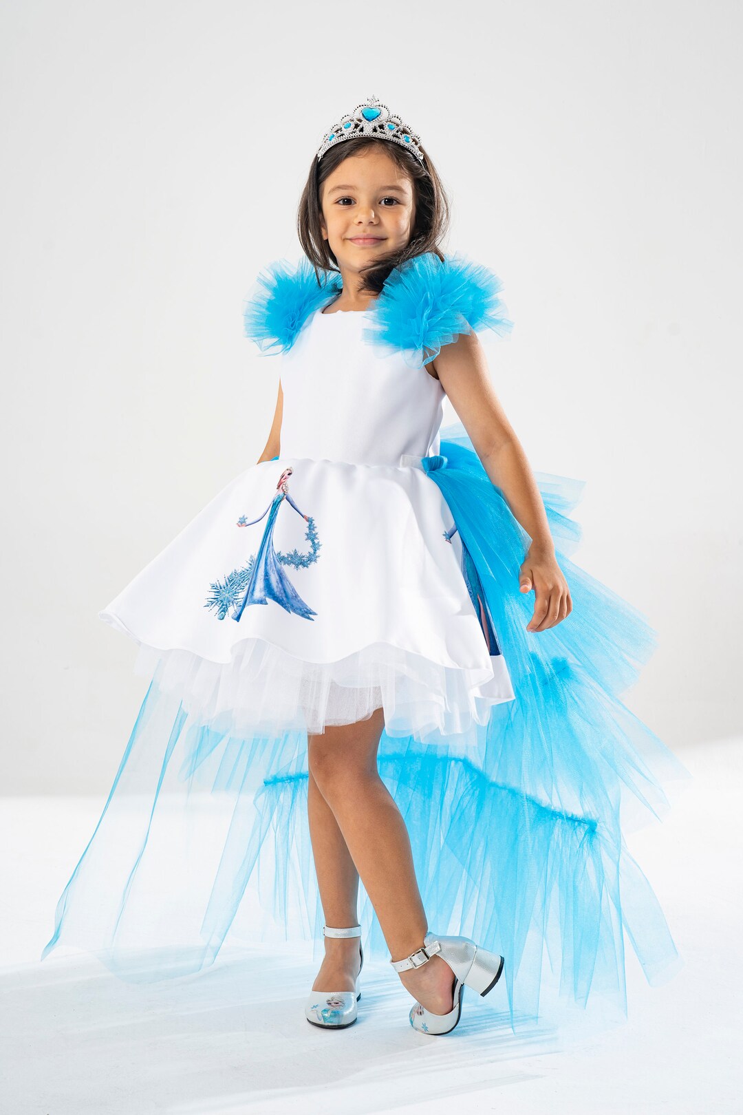 Elsa Princess Costume Dress With Detachable Cape: Birthday Party Gown ...