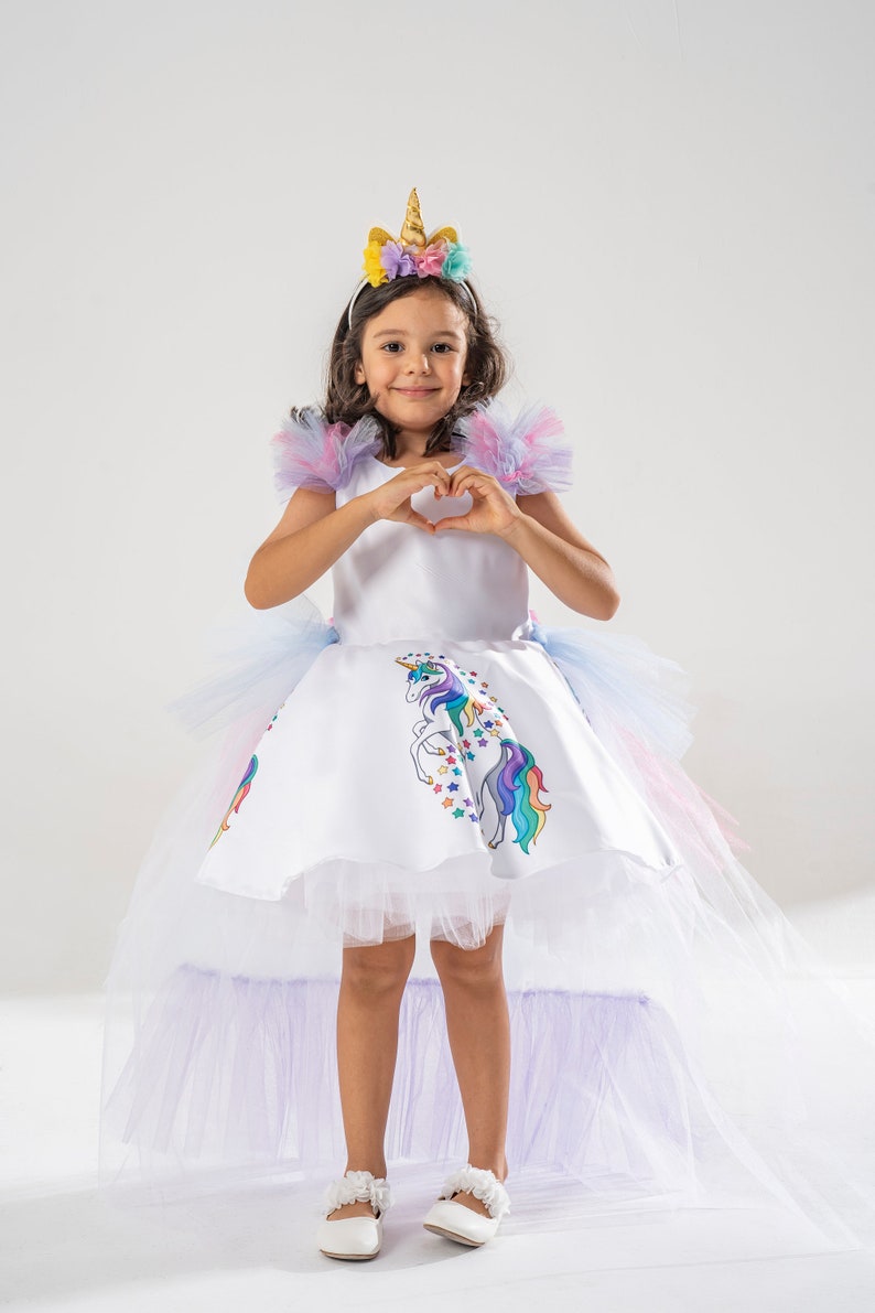 Unicorn Birthday Dress, Unicorn Rainbow Dress for Girls, Ball Gown ...