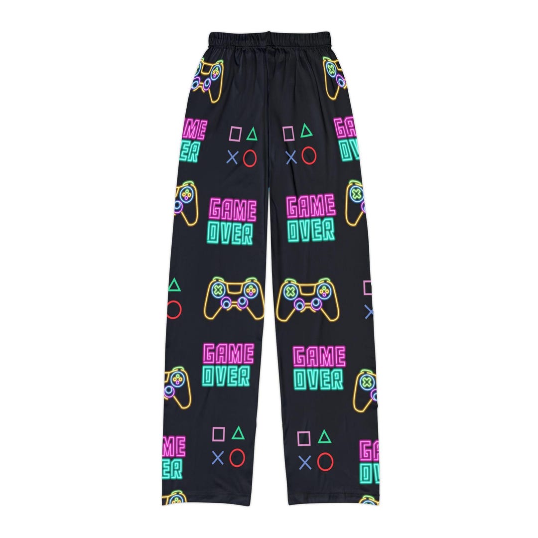 Luxurious Black Pajama Pants With Vibrant Gaming Graphics AOP - Etsy