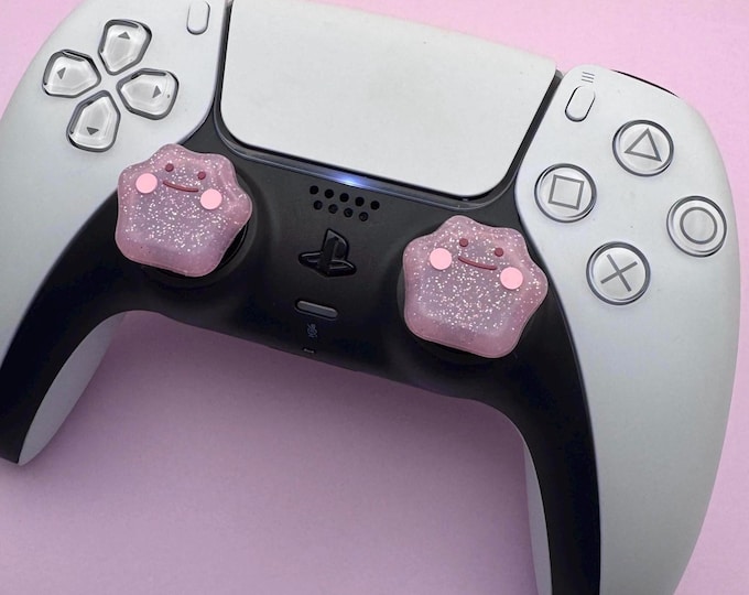 SWITCH 2/ps5/xbox Thumb Grips - Pink Glitter Ditto - Thick Comfortable ...