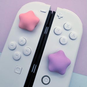 Thumb Grips - Nintendo Switch/oled - Violet & Pink Chonky Stars - Thick ...