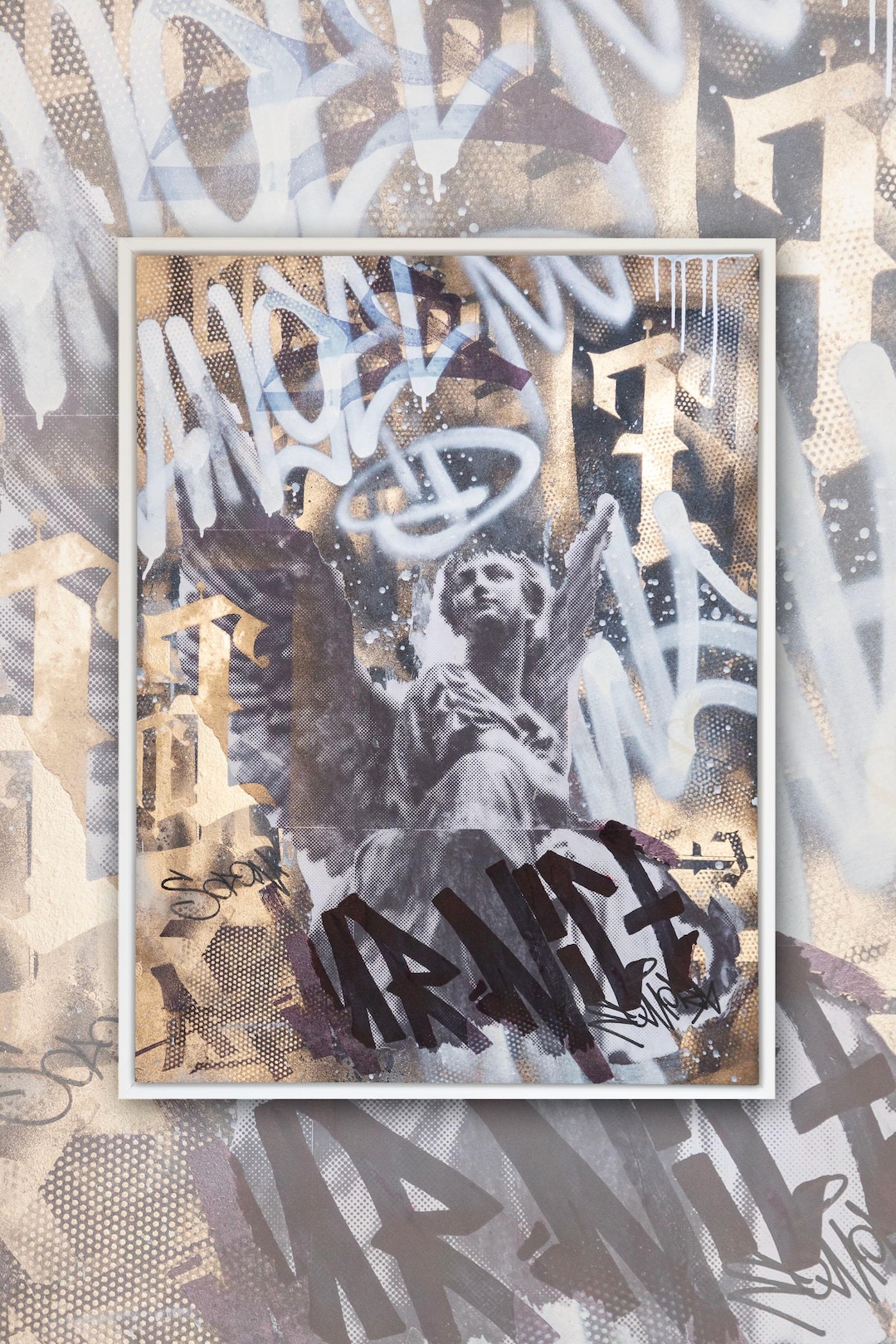 Pop Art Collage Angel Street Art Graffiti Framed Original Artwork on ...