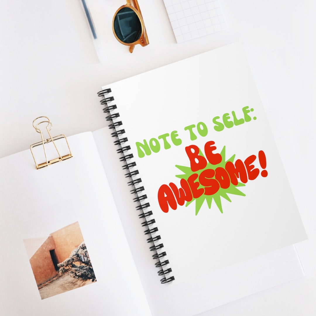 Note to Self: Be Awesome Motivational Message Fun Vibrant Colors WHITE ...