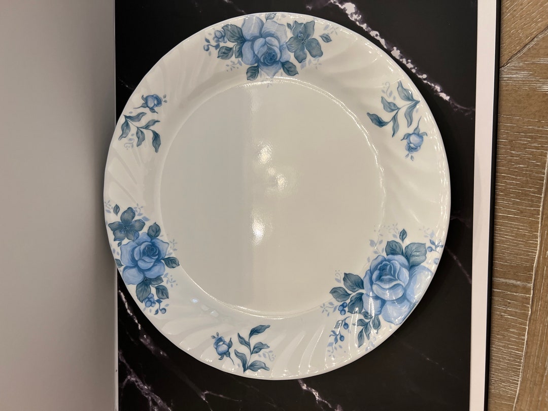 SET OF 2 : Corelle Blue Velvet Rose 10'' Dinner Plates - Etsy