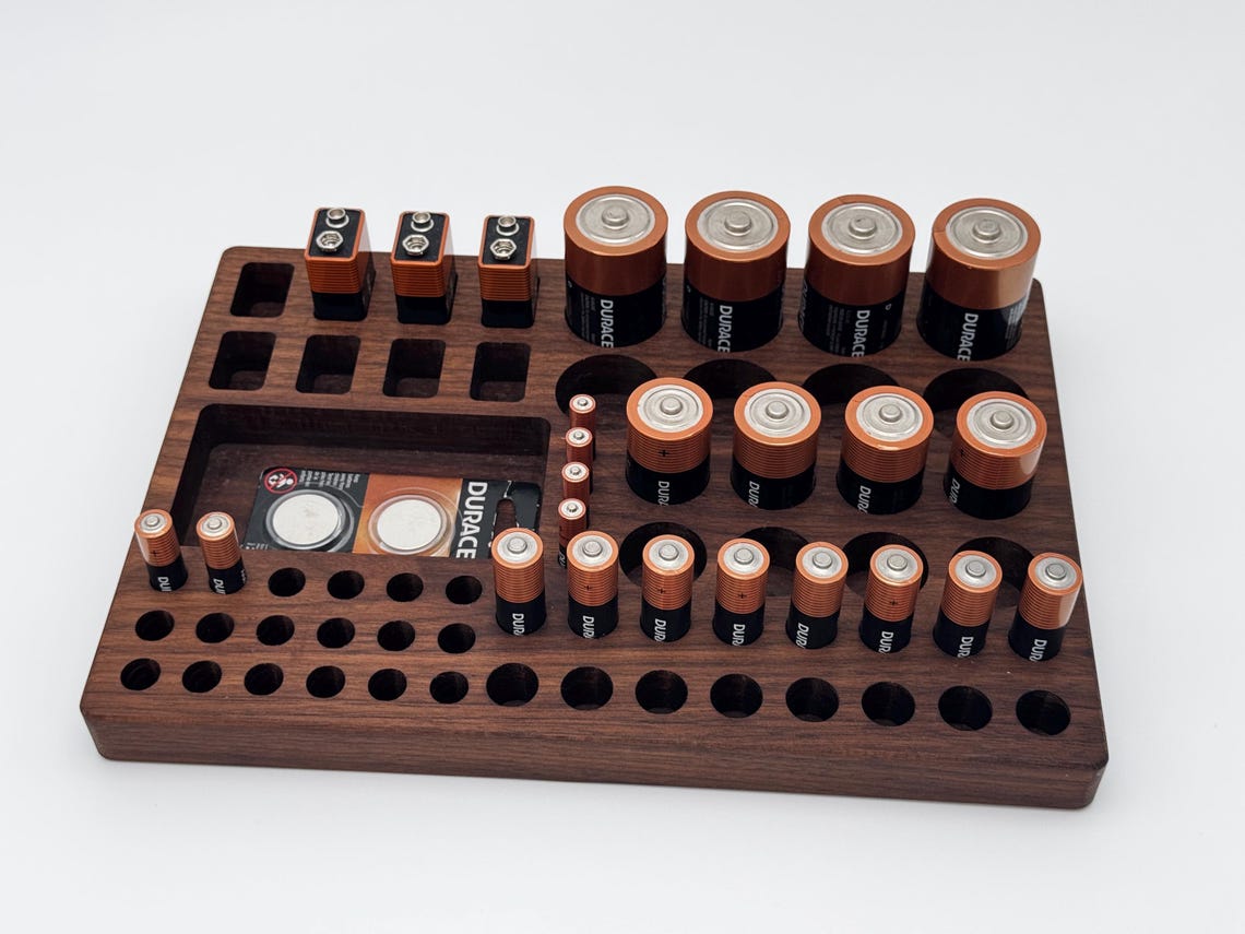 Wood - Battery Organizer - Walnut - Etsy