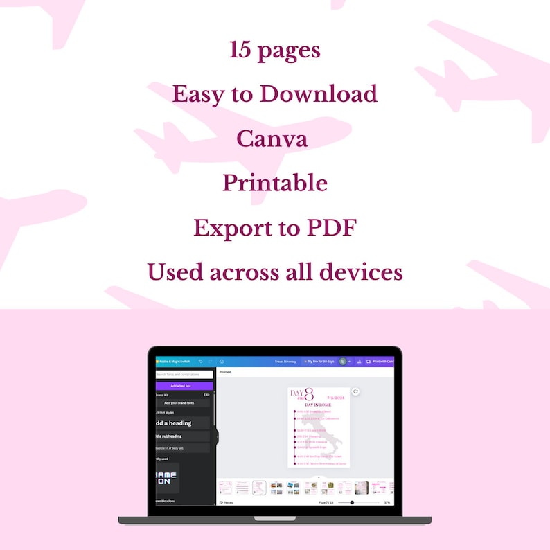 Travel Itinerary Template | Editable Travel Itinerary | Travel Planner ...