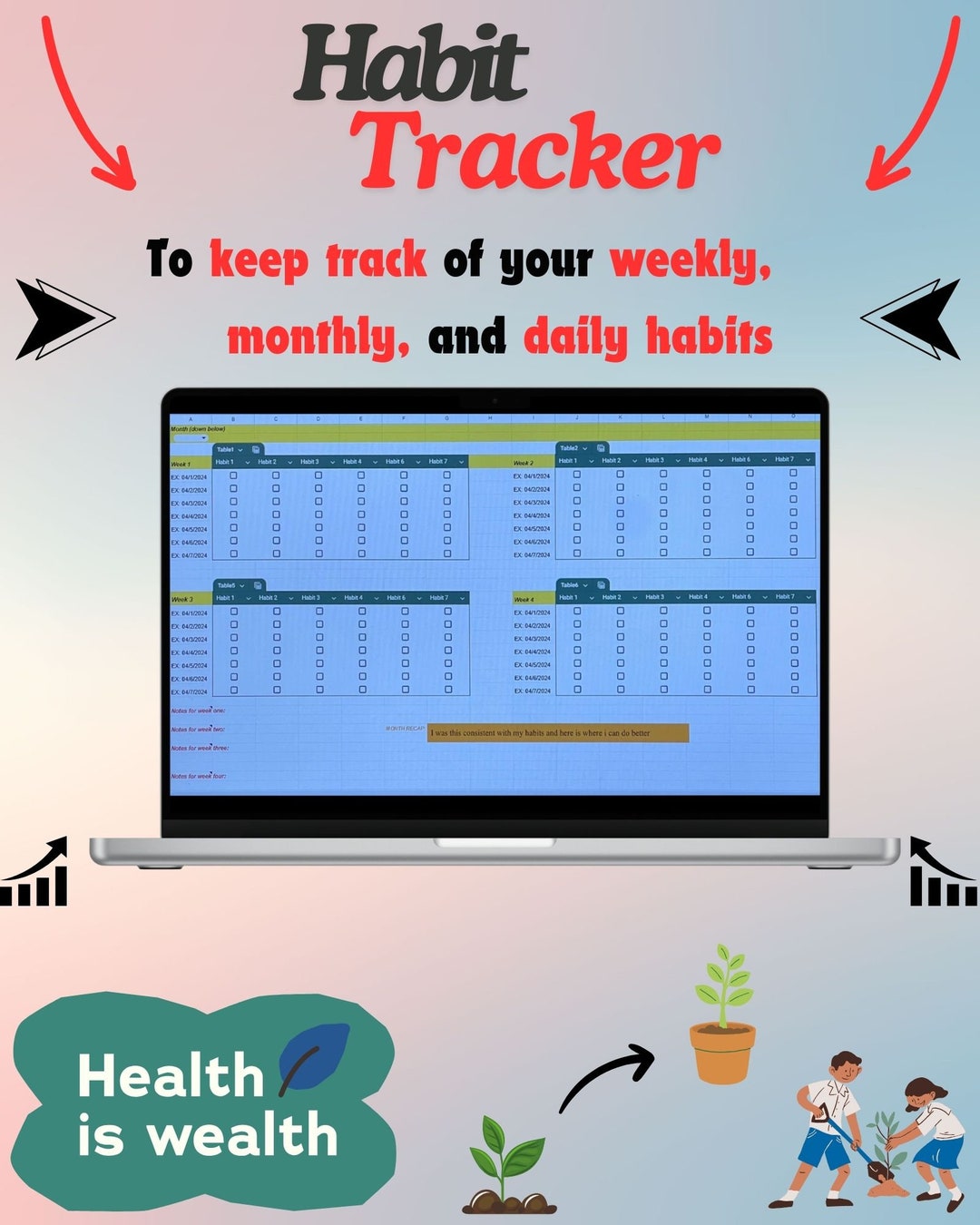 Habit Tracker Template for Busy Professionals | Digital Planner for ...
