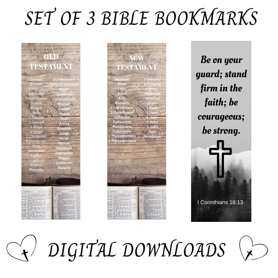 Set of 3 Custom-made Bookmark of Old & New Testament Books and 1 ...