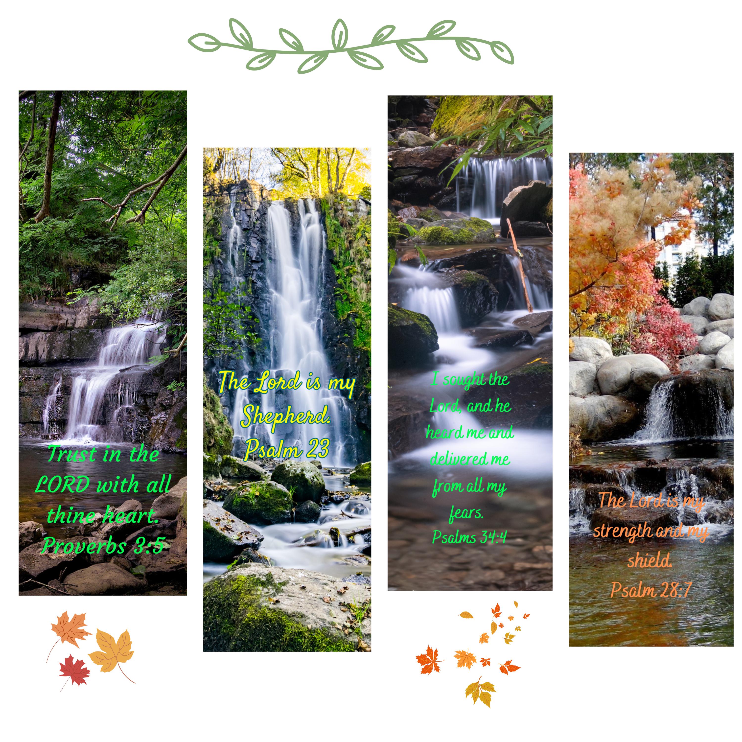 Custom-made Bookmarks With Bible Verses, Beautiful Waterfalls and a ...
