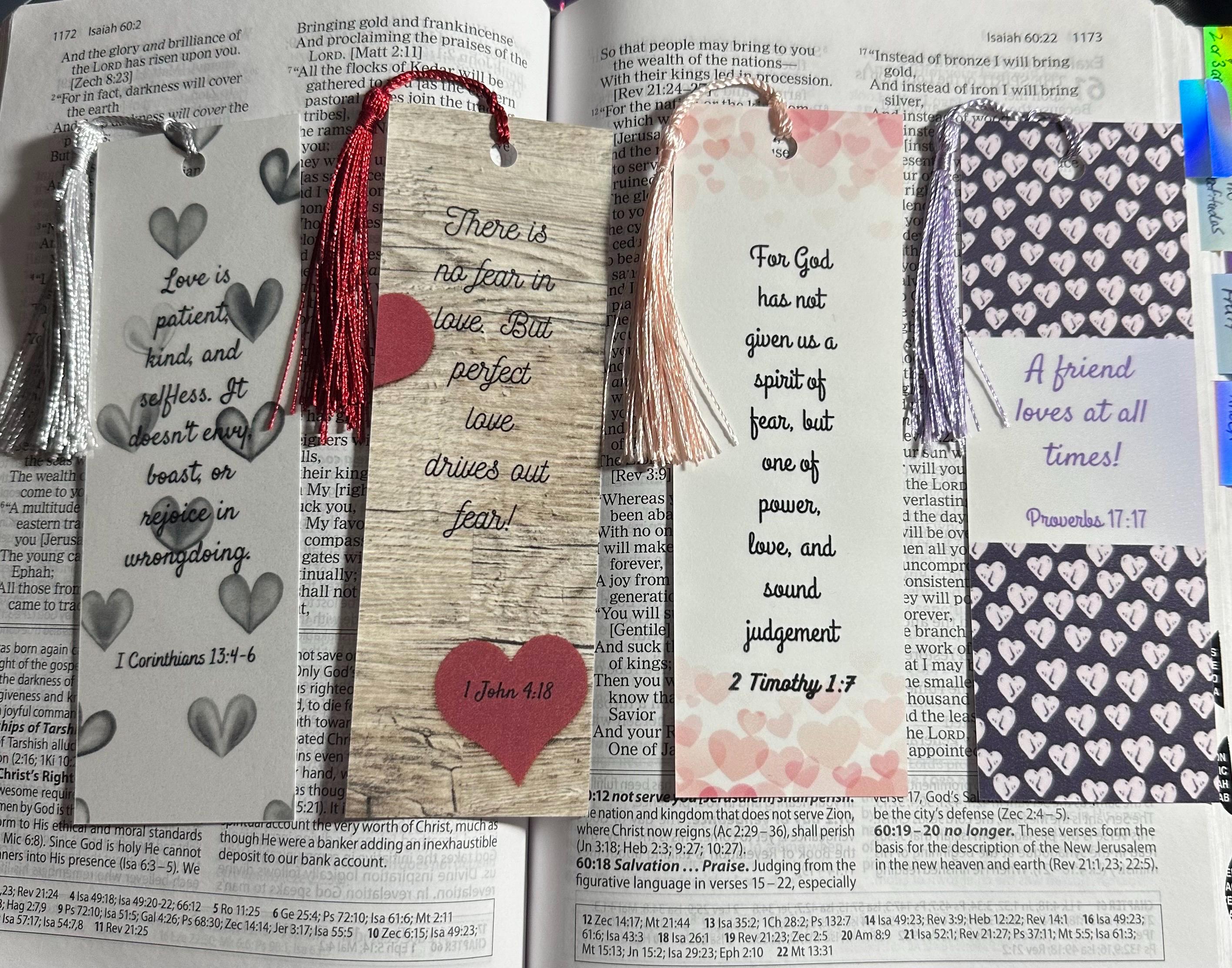 Custom-made Faith & Love Bible Bookmarks - Set of 4, Encouraging ...