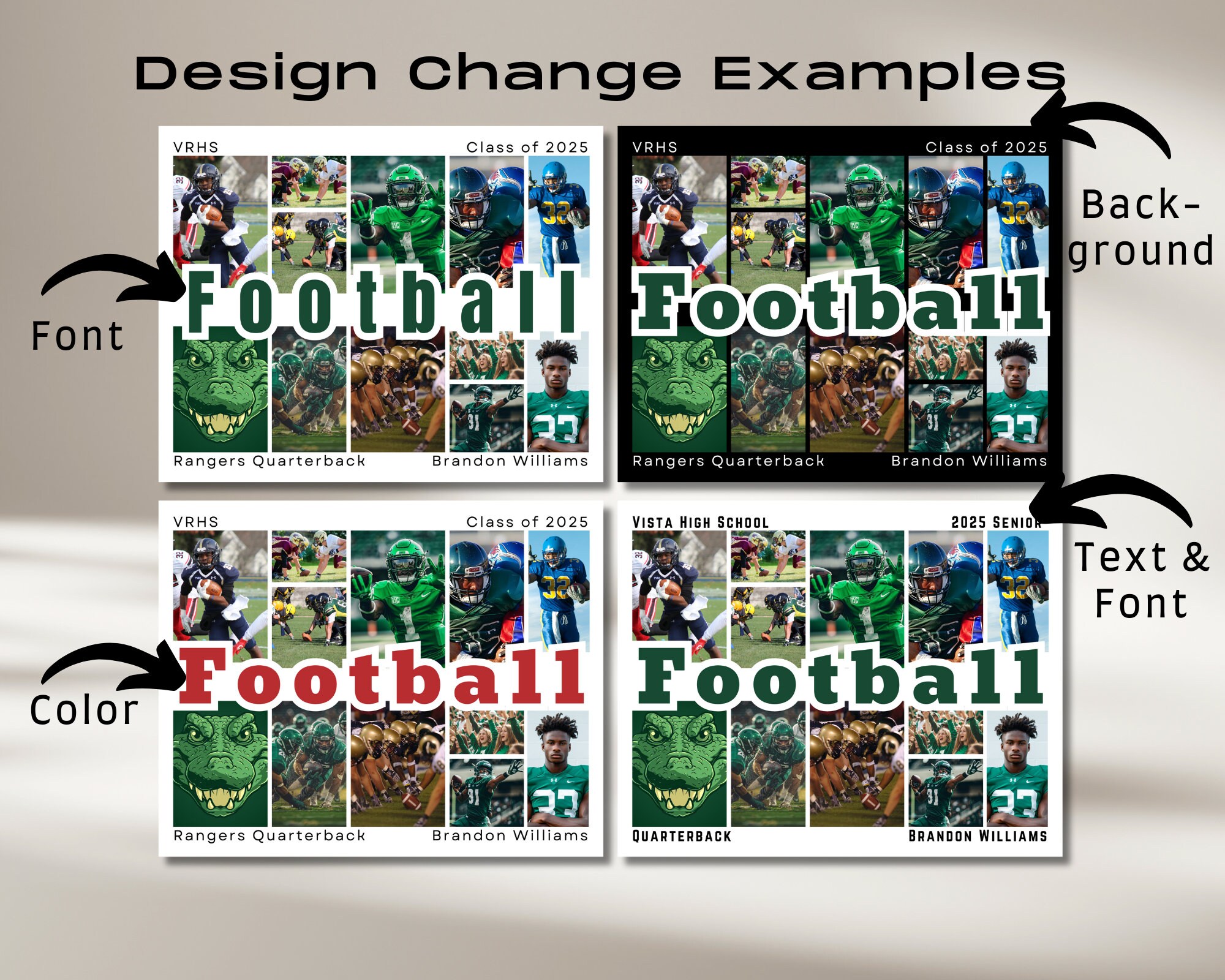 Personalized Varsity Football Collage Canva Template for High School ...
