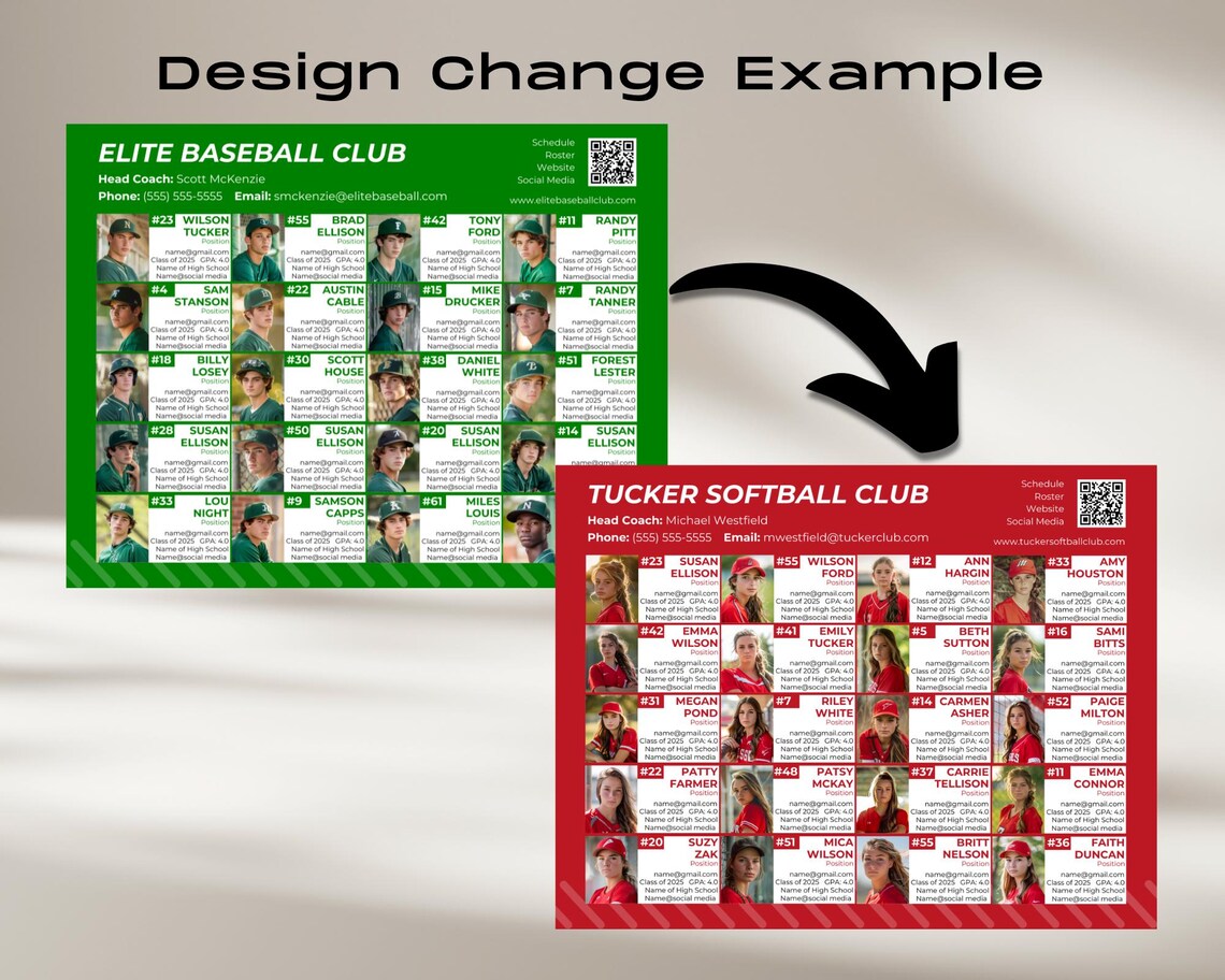 Club Team Recruiting Roster Canva Template. Customizable Travel Team ...