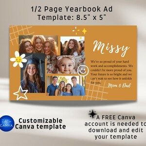 High School Yearbook Ad Canva Template. Customizable Sizes Include Full ...