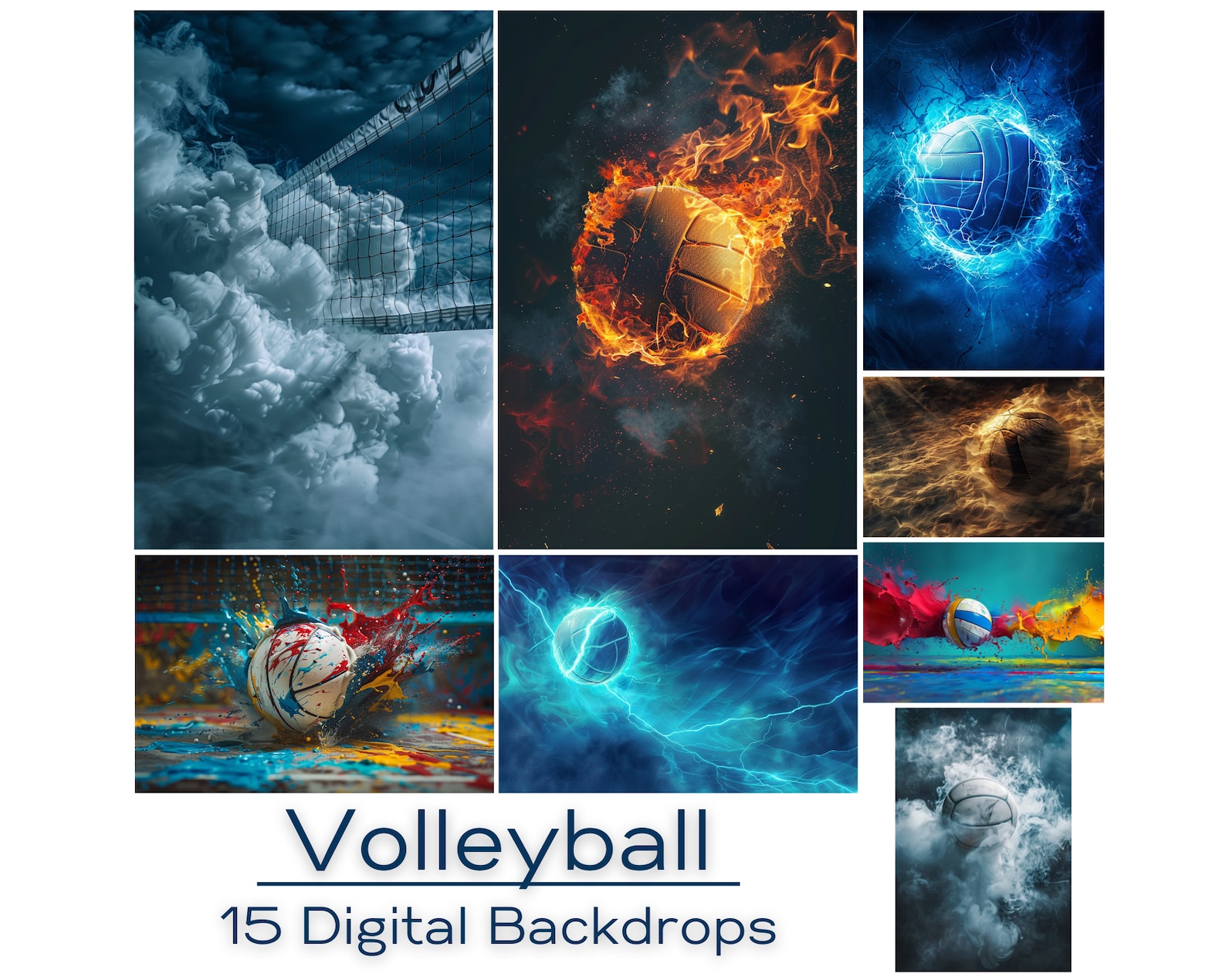 Volleyball Digital Backdrops. Composite Backgrounds for Volleyball ...