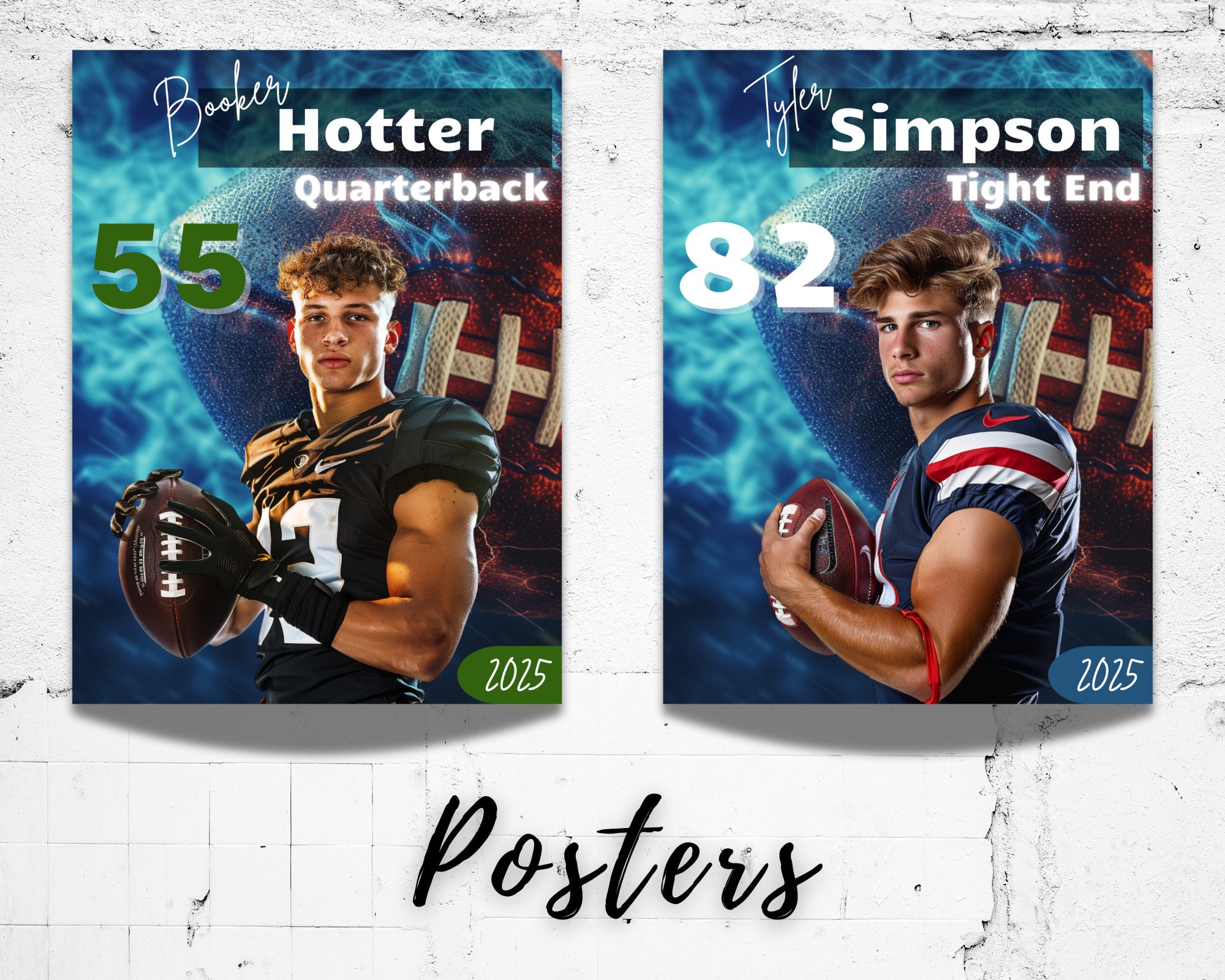 Varsity Football Player Poster Canva Template Gift for Custom Banners ...