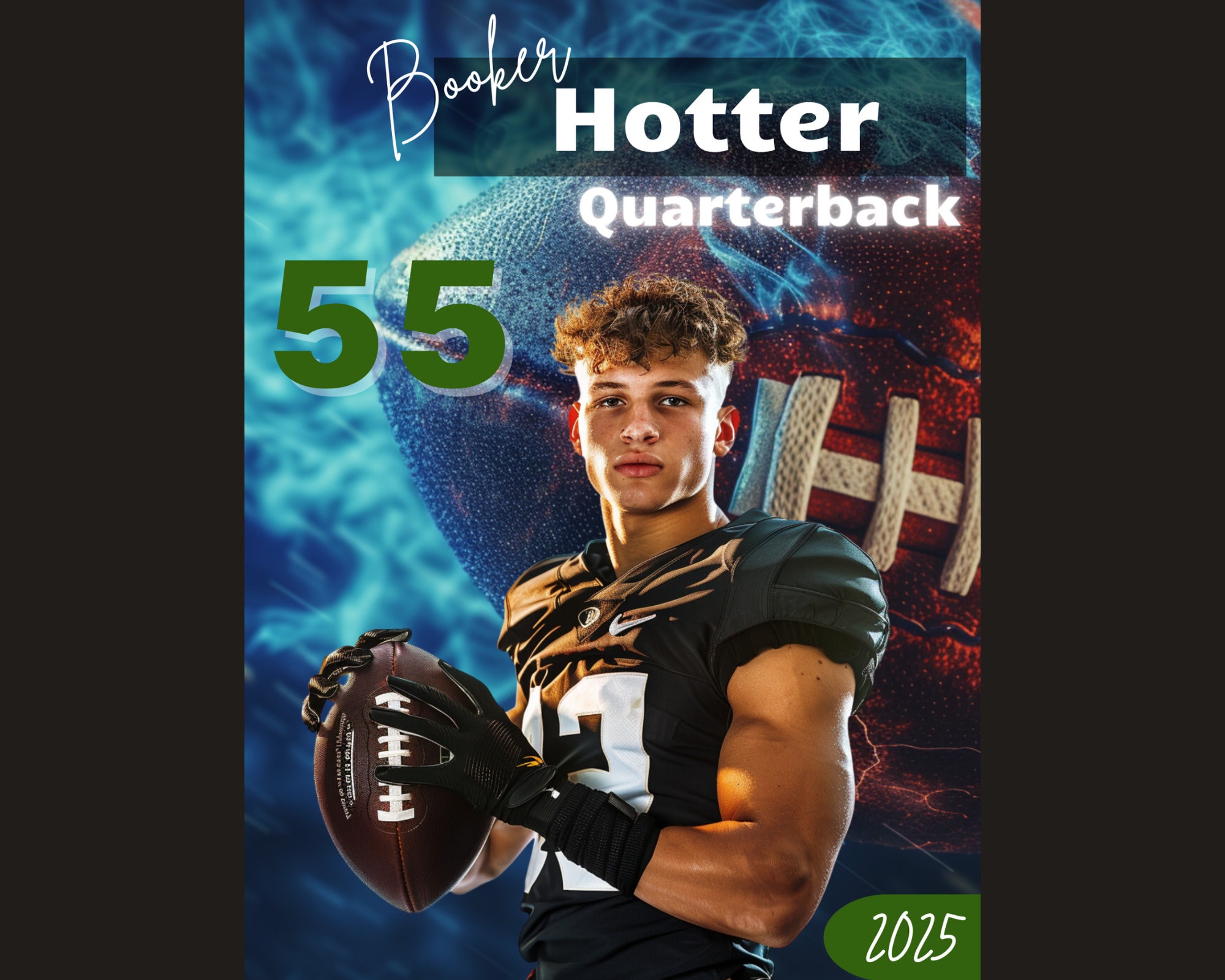 Varsity Football Player Poster Canva Template Gift for Custom Banners ...